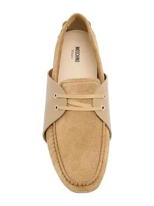 Moschino Suede And Leather Loafers - Beige