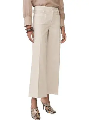 Mango Patch Pocket Wide Leg Jeans Sand