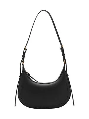 Mango Oval Faux Leather Shoulder Bag Black