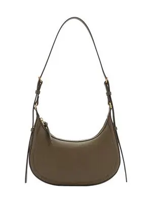 Mango Oval Faux Leather Shoulder Bag Khaki