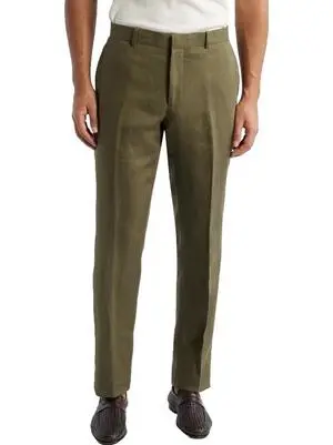 Nordstrom Henrik Trim Fit Italian Linen Suit Separate Pants - Olive Ivy