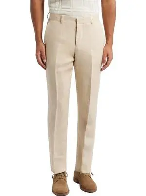 Nordstrom Henrik Trim Fit Italian Linen Suit Separate Pants - Tan Desert