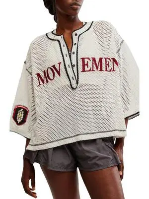 Free People Camp Out Embroidered Top - Ivory Combo