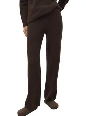 Mango Knit Straight Leg Pants - Chocolate