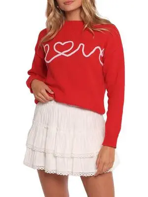 PETAL & PUP Embroidered Crewneck Sweater - Red