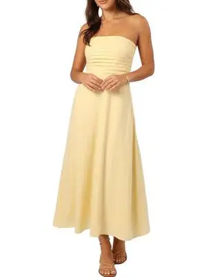 PETAL & PUP Kenna Strapless A-line Dress - Butter Yellow
