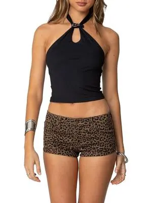EDIKTED Alizee Crop Halter Top - Black