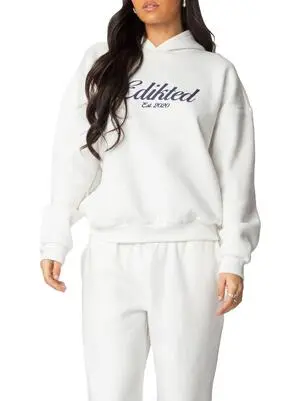 EDIKTED Oversized Fleece Hoodie - White