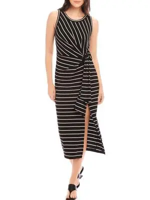 Fifteen Twenty Maddie Side Knot Midi Dress - Stripe