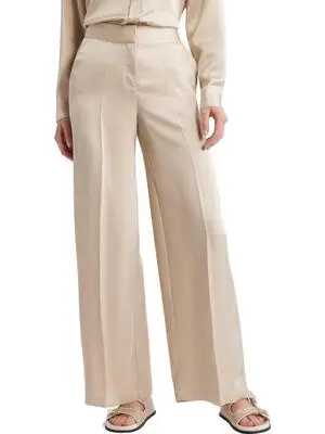 TAHARI ASL Tahari ASL Wide Leg Satin Pants Sand