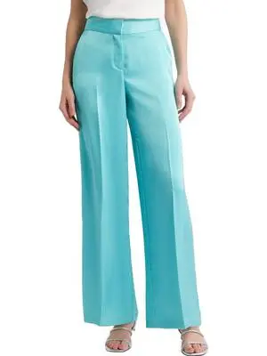 TAHARI ASL Tahari ASL Wide Leg Satin Pants Turquoise