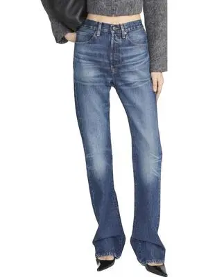 FRAME FRAME Vertical High-Waist Straight-Leg Jeans Brazen