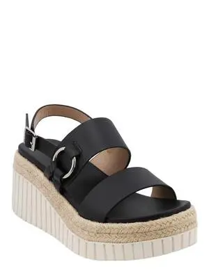 Mia MIA Yuna Espadrille Platform Wedge Sandals Black