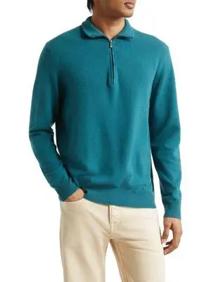 Massimo Alba Massimo Alba Half Zip Cashmere Pullover Dark Teal