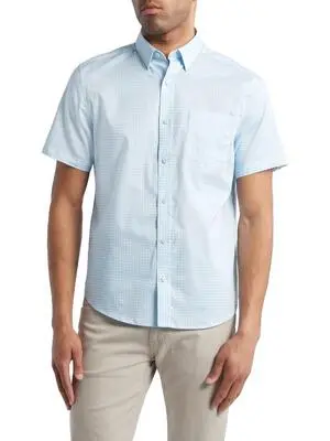 JOHNSTON & MURPHY Diamond Print Short Sleeve Button-up Shirt