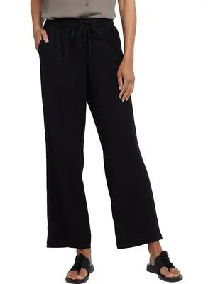 NYDJ Relaxed Tie Waist Linen Blend Pants - Black