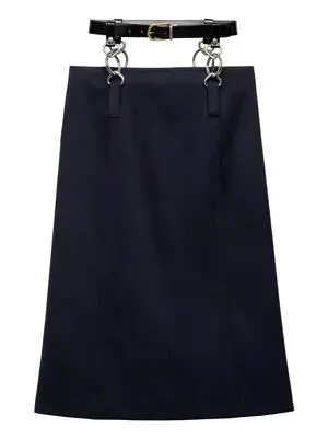 Prada Rush Stitch Belted Midi Skirt - Blue