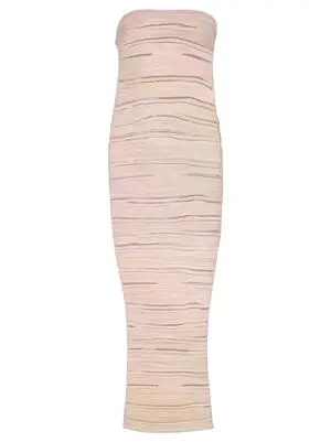 Balmain Strapless Knit Midi Dress - Neutrals