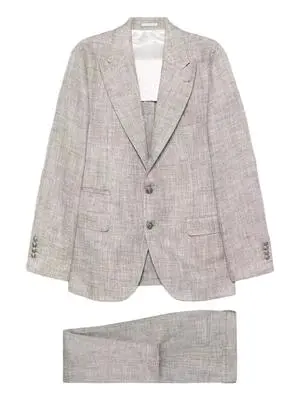 Brunello Cucinelli Herringbone Suit - Neutrals