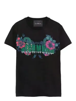 John Richmond Floral-print T-shirt - Black