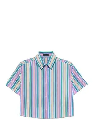 Etro Striped Cropped Shirt - Blue