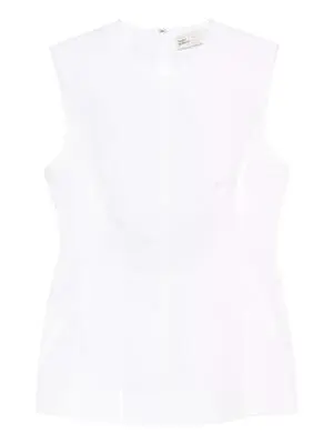 Tory Burch Sleeveless Poplin Top - White