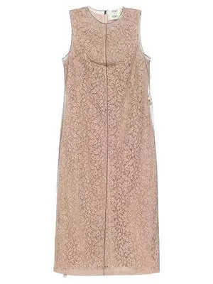Fendi Floral Lace Midi Dress - Neutrals