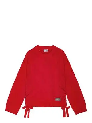 GANNI Drawstring-hem Pullover Sweater - Red