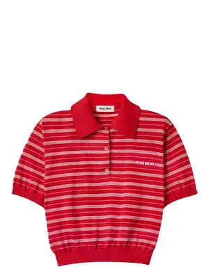 Miu Miu Intarsia-knit Logo Polo Shirt - Red