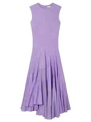 Tory Burch Pleated Midi Dress - Purple