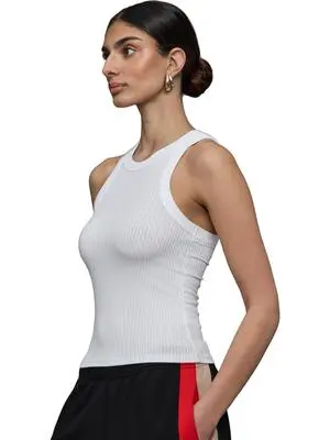 Carbon38 High Neck Ribbed Tank - White