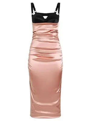Dolce & Gabbana Draped Satin Calf-length Dress - Beige