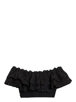 Charo Ruiz Ibiza Broderie Anglaise Cotton-blend Top - Black