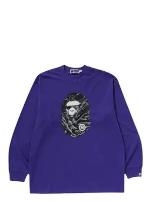 A BATHING APE Marbling Camo Ape Head Relaxed Fit Tee Shirt - Purple