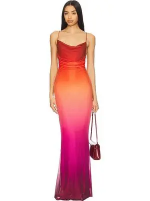 Minkpink Cosima Ombre Mesh Maxi Dress - Sunset Ombre