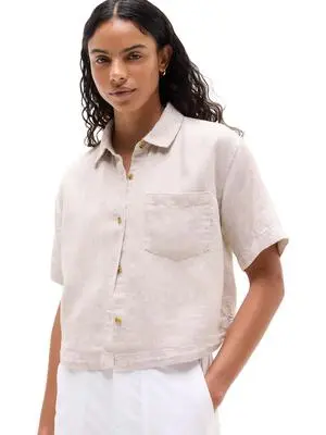 Athleta Linen Short Sleeve Shirt - Undyed