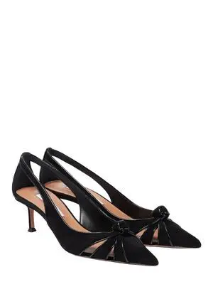 AQUAZZURA Premiere 50 Leather-trimmed Suede Pumps - Black