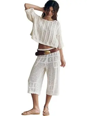 Free People Keya Ladder-knit Pullover Sweater - Coconut Milk