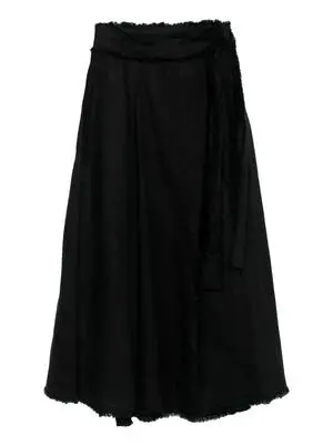 P.a.r.o.s.h Linen Midi Skirt - Black