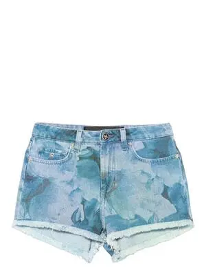 John Richmond Frayed-hem Denim Shorts - Blue