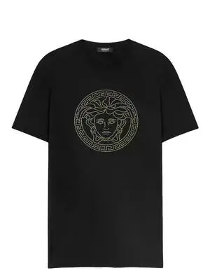 Versace Medusa Embellished T-shirt - Black