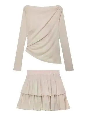 B+AB Ruffled Mini Skirt - Neutrals