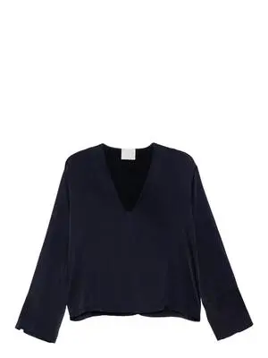 FORTE_FORTE Satin Blouse - Blue