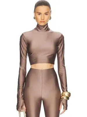 Andamane Orchid Turtleneck Crop Top - Greige