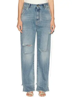 DARKPARK Lisa Chain Adorned Carpenter Jeans - Light Wash Ripped