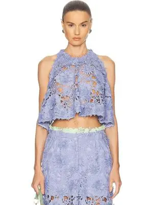AKNVAS Lola Floral Lace Top - Delphinium Blue