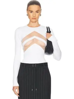 Jean Paul Gaultier Transparent Chevron Top - White