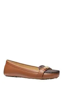 Michael Kors Mandy Leather Moccasin With Logo Brown