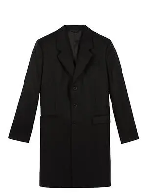 The Kooples Single-breasted Longline Brushed Wool Coat - Black