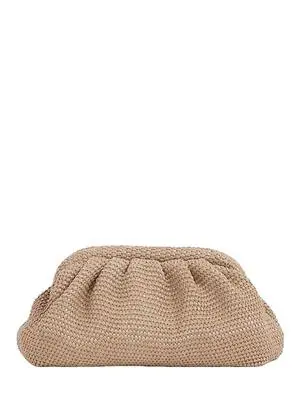 REISS Raffia Clutch Bag Natural